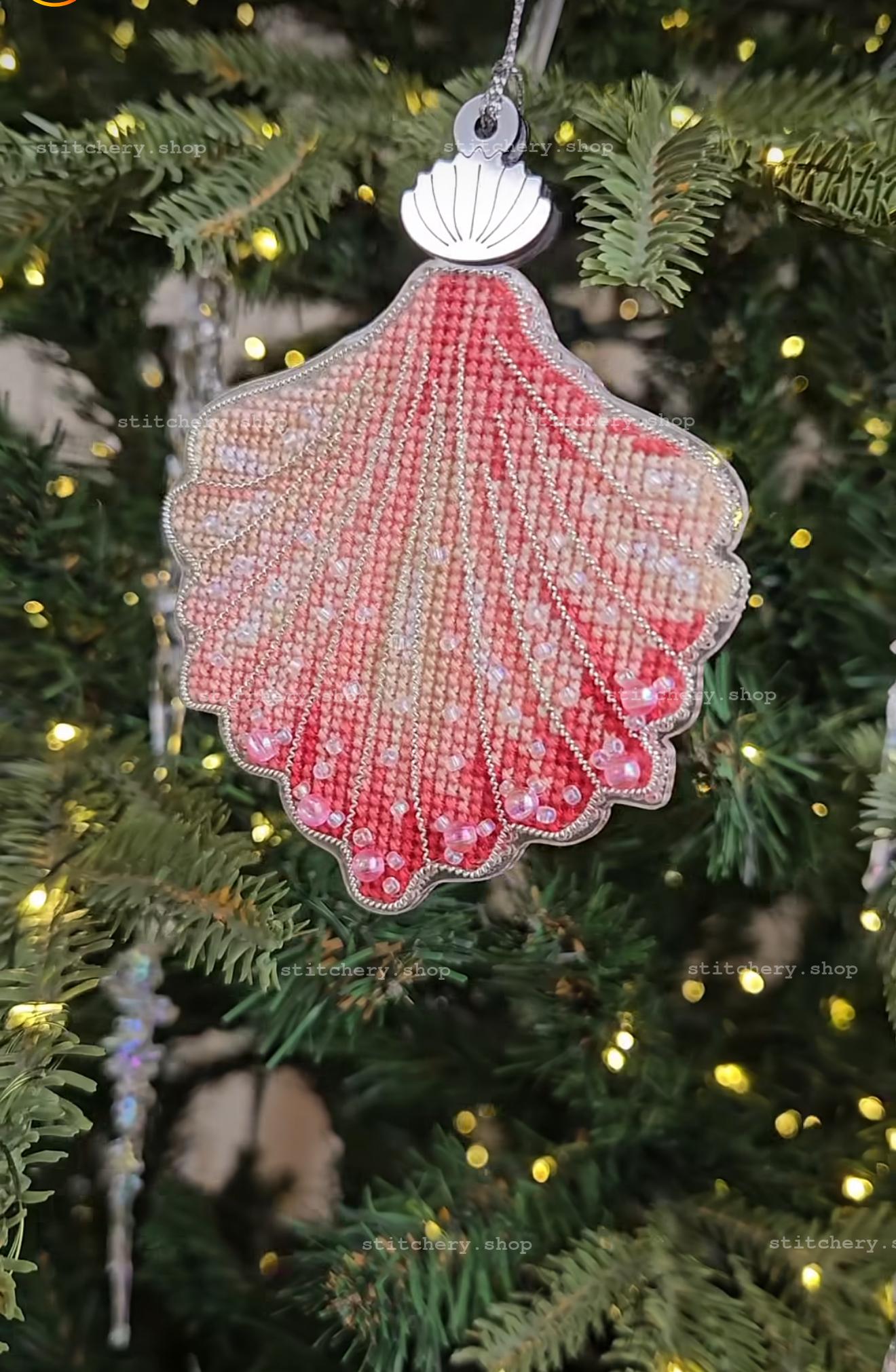 DIY Cross stitch kit "Christmas tree toy - Coral Shell" | stitchery.shop