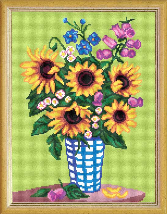 DIY Needlepoint Kit "Sunflowers and Plums" 15.0"x30.3" | stitchery.shop