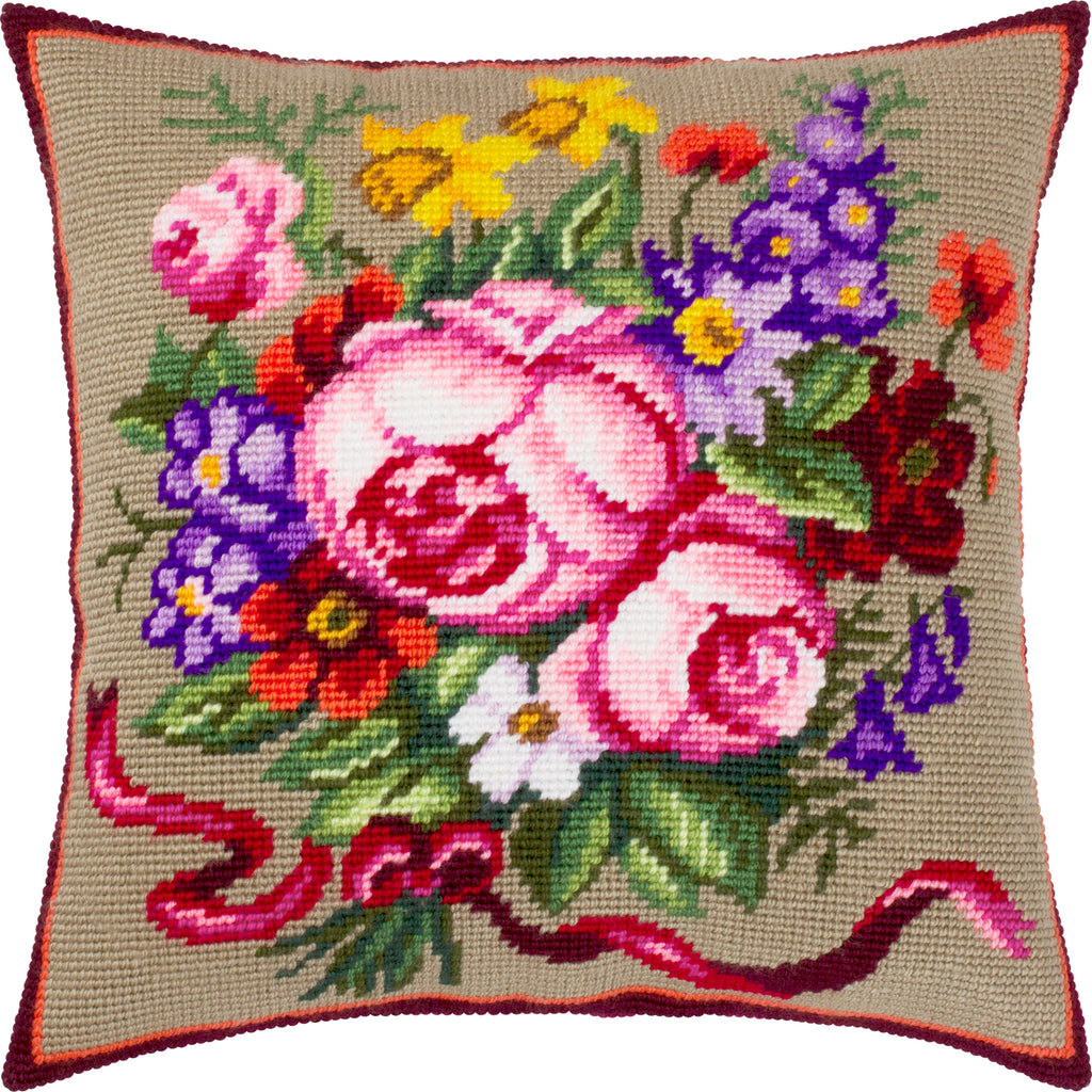 Needlepoint Pillow Kit "Classic Bouquet" | stitchery.shop