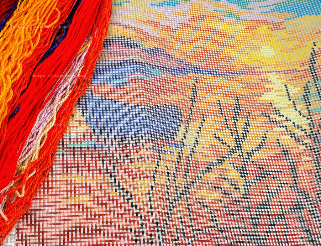 DIY Needlepoint Kit "Sunset" 14.2"x18.5" | stitchery.shop