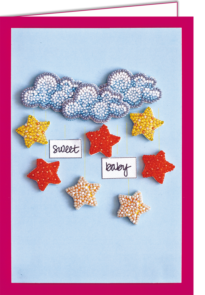 DIY kit postcard 3D for embroidery with beads "Among stars and clouds ...