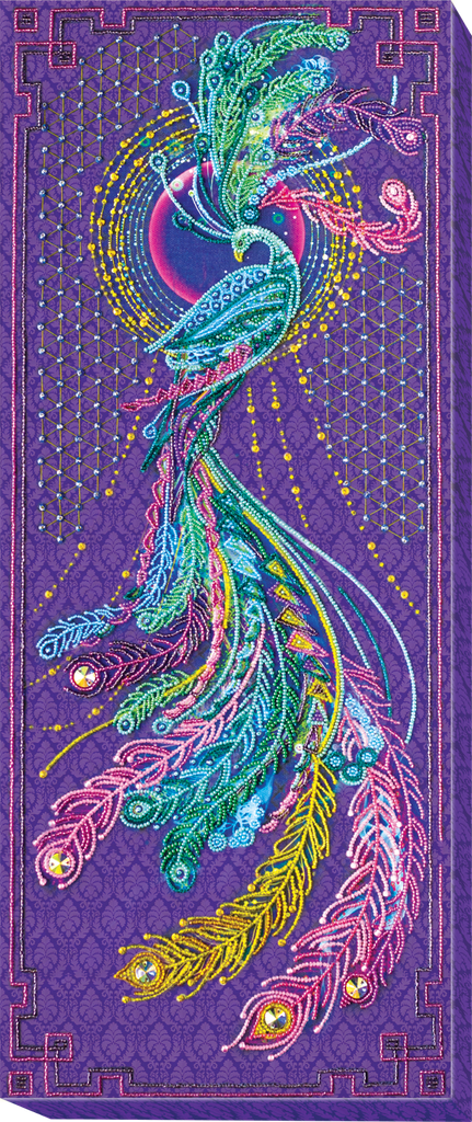 DIY Bead Embroidery Kit "Feather Sunbird" 9.8"x24.4" / 25.0x62.0 cm ...