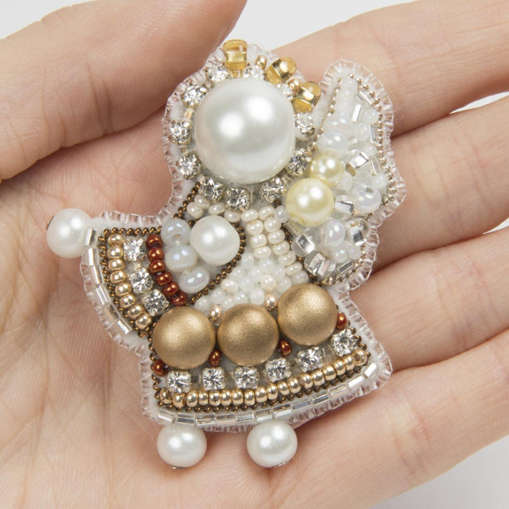Beadwork kit for creating broоch "Angel" | stitchery.shop