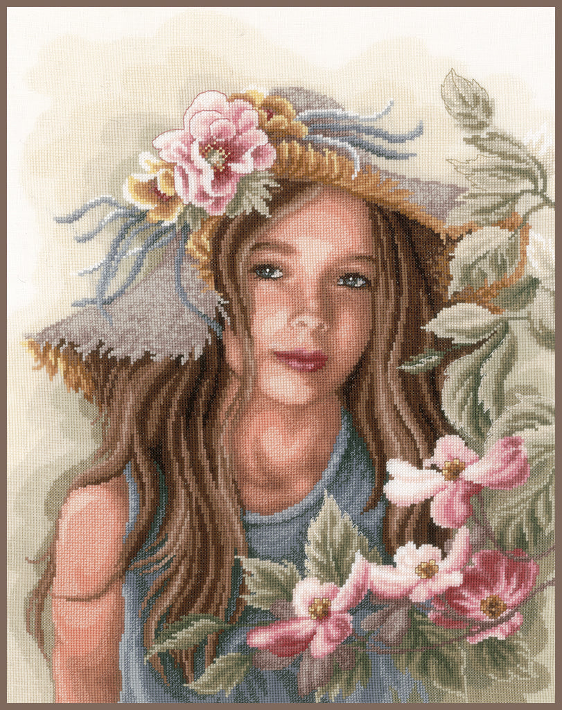 DIY Counted cross stitch kit Little girl with hat | stitchery.shop