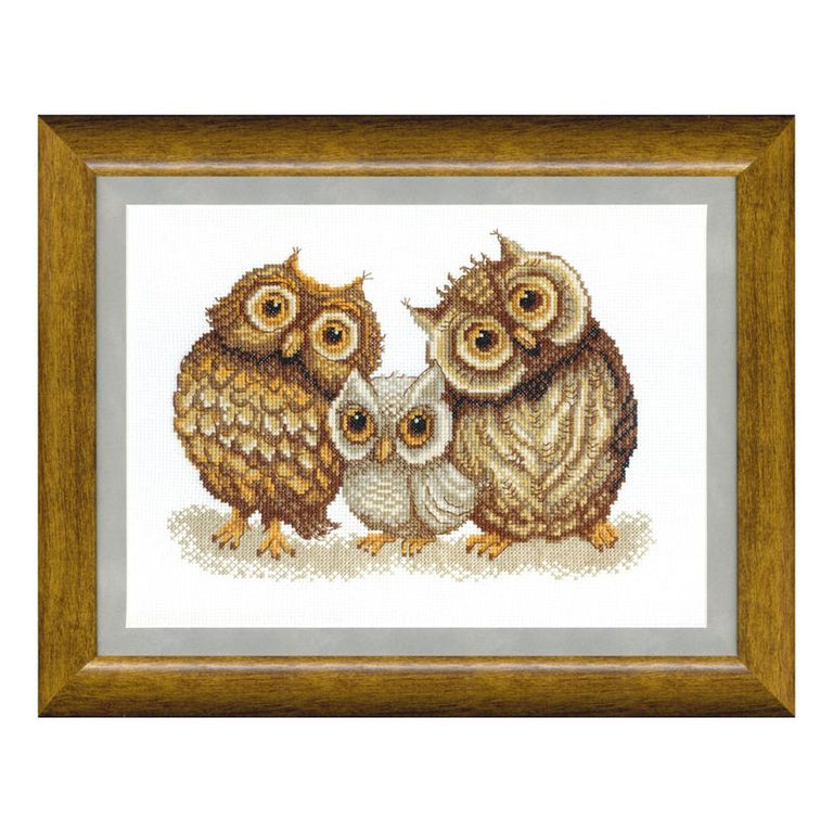 Counted Cross Stitch Kit "Family of owls" | stitchery.shop